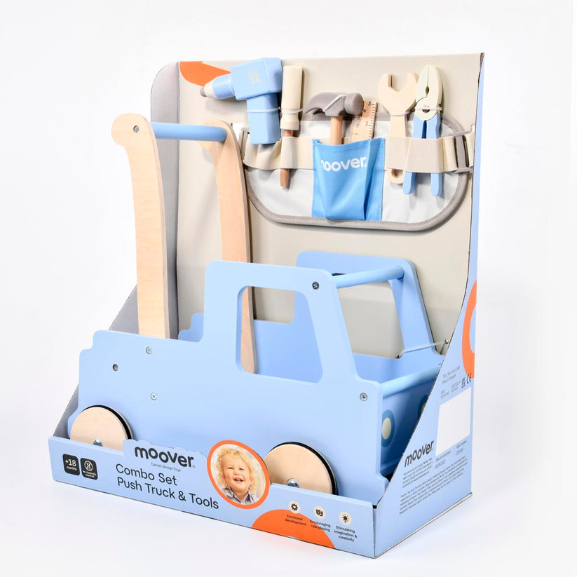 Moover Push Truck and Tool Set – Wooden Walker and Tool Toy for ...